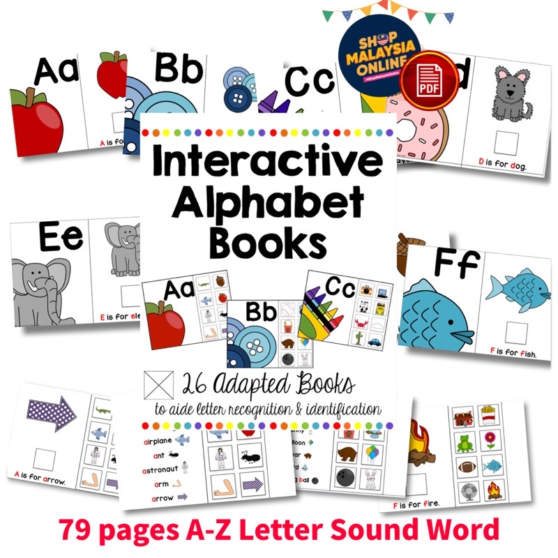 Interactive Alphabet Book Printable Softcopy PDF Alphabet Sound Word ...