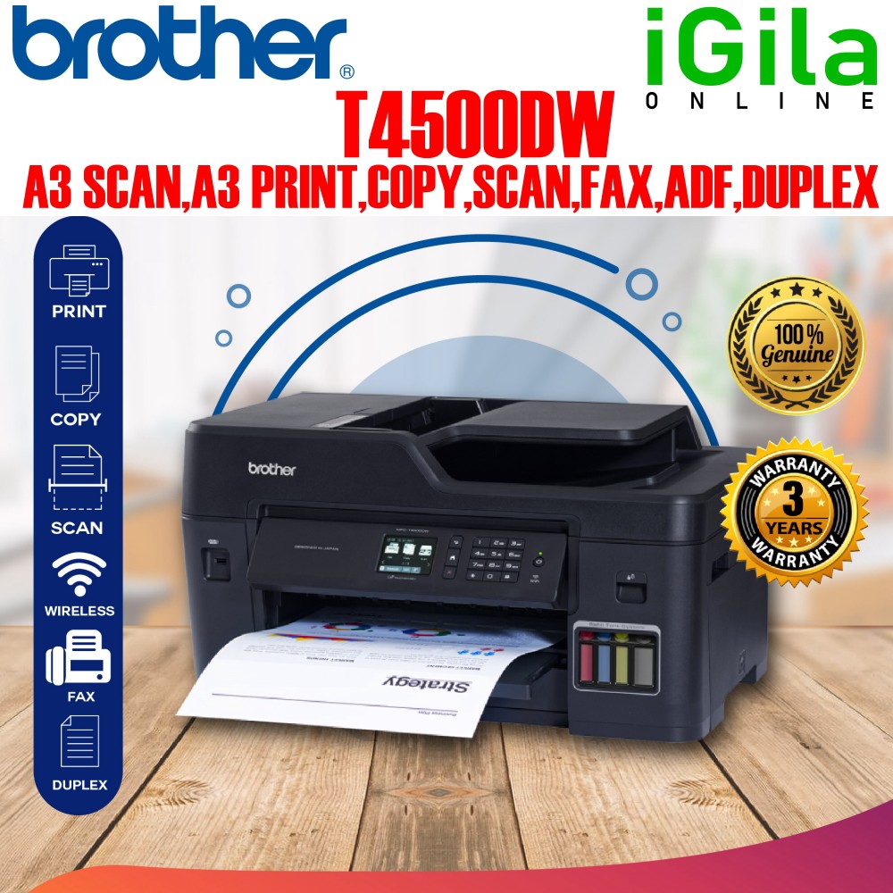 Brother T4500DW MFC-T4500DW Refill Ink Tank All-In One A3 Print A3 Scan ...