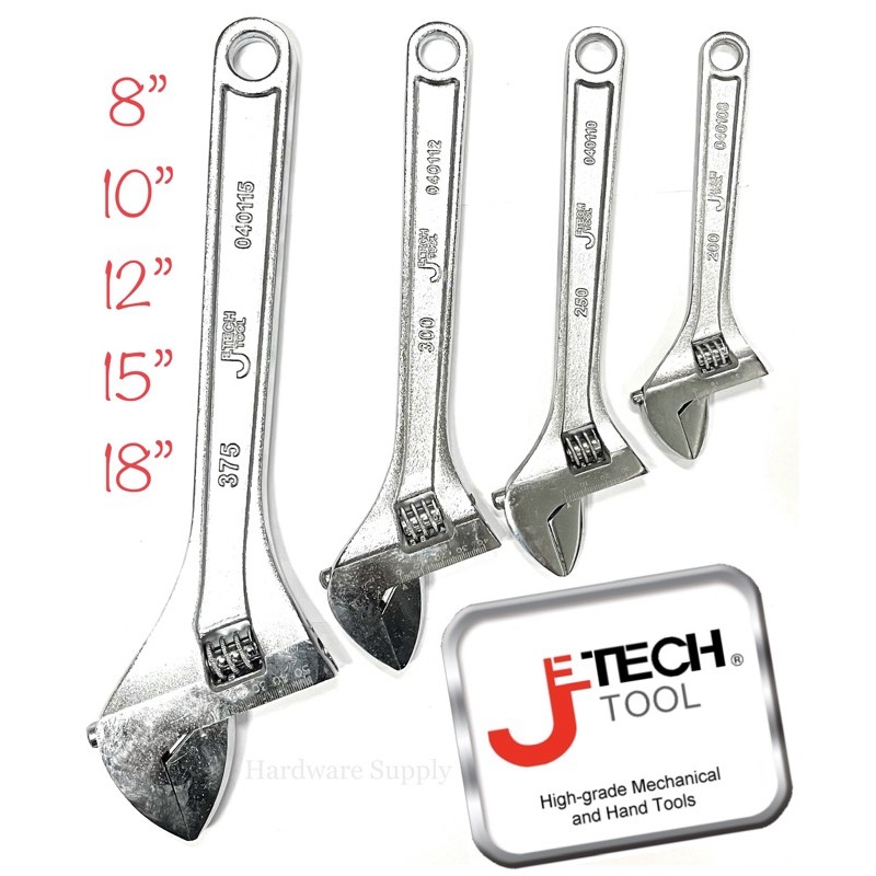 JETECH Adjustable Wrench 8” / 10” / 12” / 15” / 18” Adjustable Spanner ...