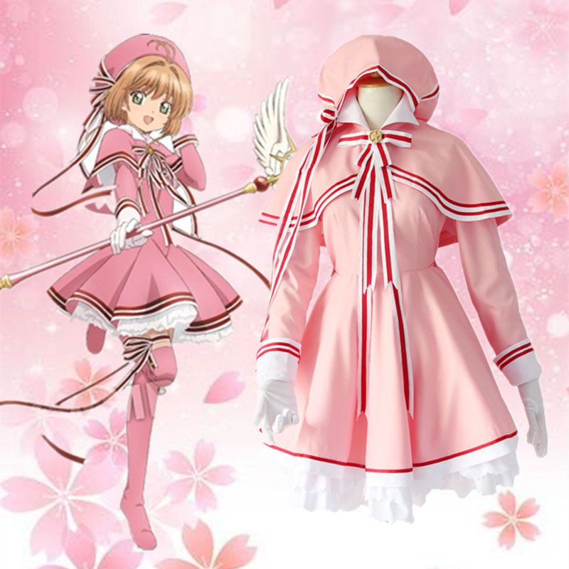 Cardcaptor Kinomoto Sakura Sakura Cosplay Costume Uniform Pink Dress ...