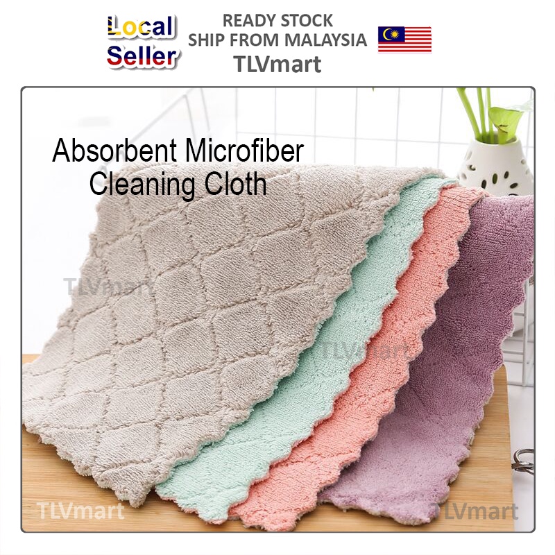 [ Kain Dapur ] Super Absorbent Microfiber Cleaning Cloth Hand Washing ...