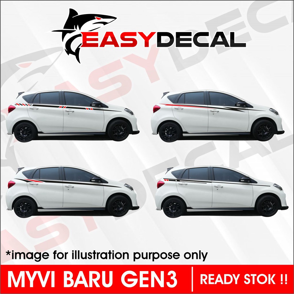 Myvi baru Gen 3 body sticker / Racing Stripes / Body lining Sticker ...