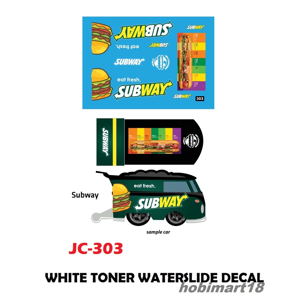 JC303 - SUB White toner waterslide decals Hotwheels 1:64 diecast custom | Shopee Malaysia