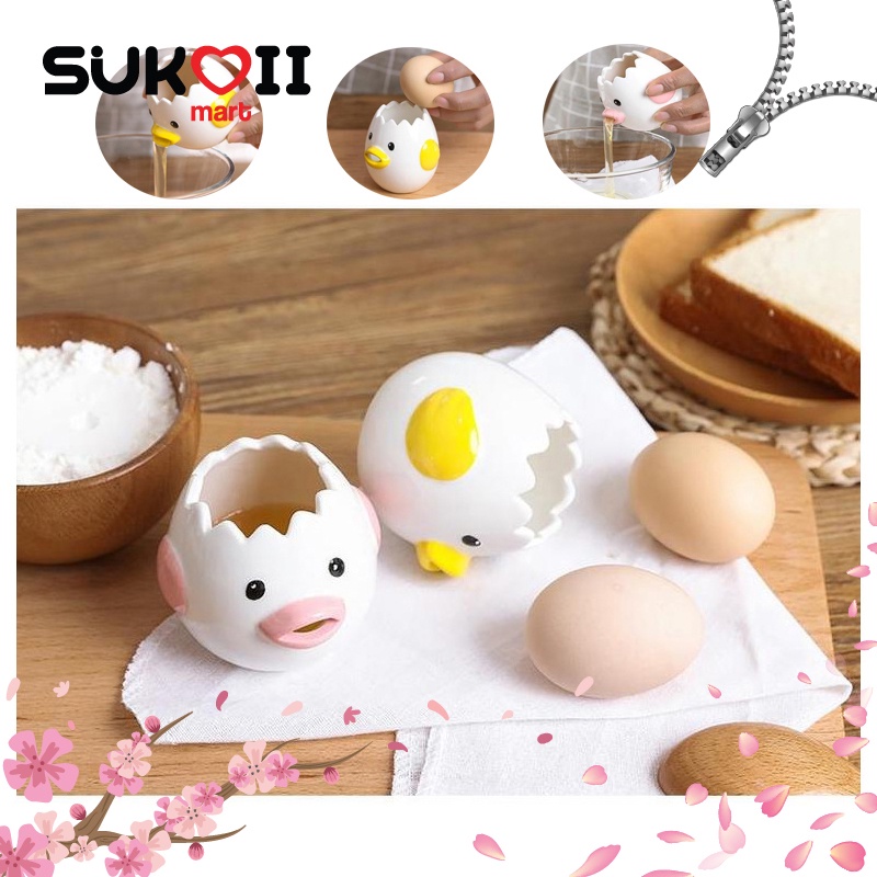 SKOI Ceramic Cute White Egg Yolk Separator Household Baking Kitchen ...