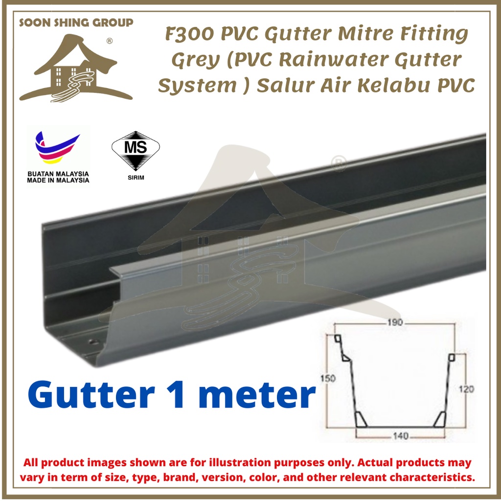 F300 PVC Gutter Mitre Fitting Grey (PVC Rainwater Gutter System ) Salur ...