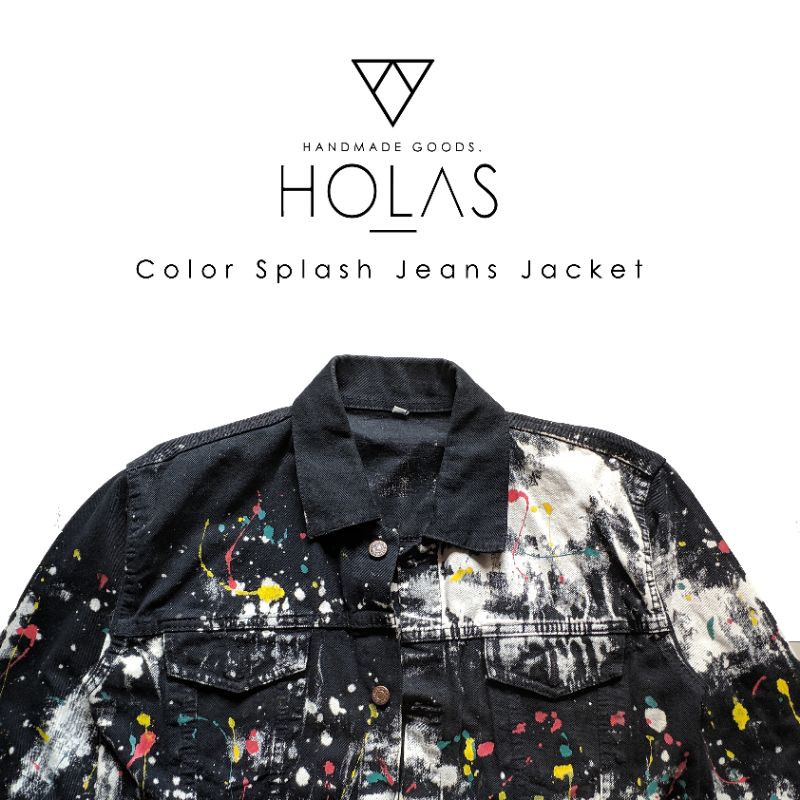 Vintage Wash Jeans Jacket - Black Color Splash Denim | Shopee Malaysia