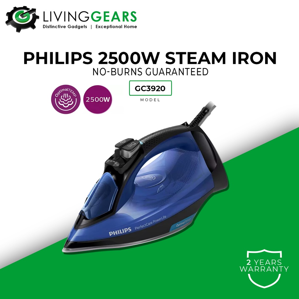 [ NO BURN GUARANTEE ] Philips 2500W PerfectCare Steam Iron GC3920 ...