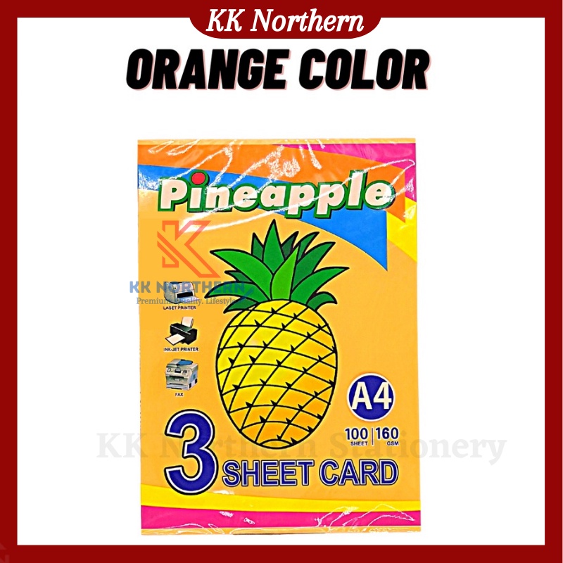 Pineapple 3 Sheet Card A4 Colour Paper 160gsm (100 sheets) Thick Color ...