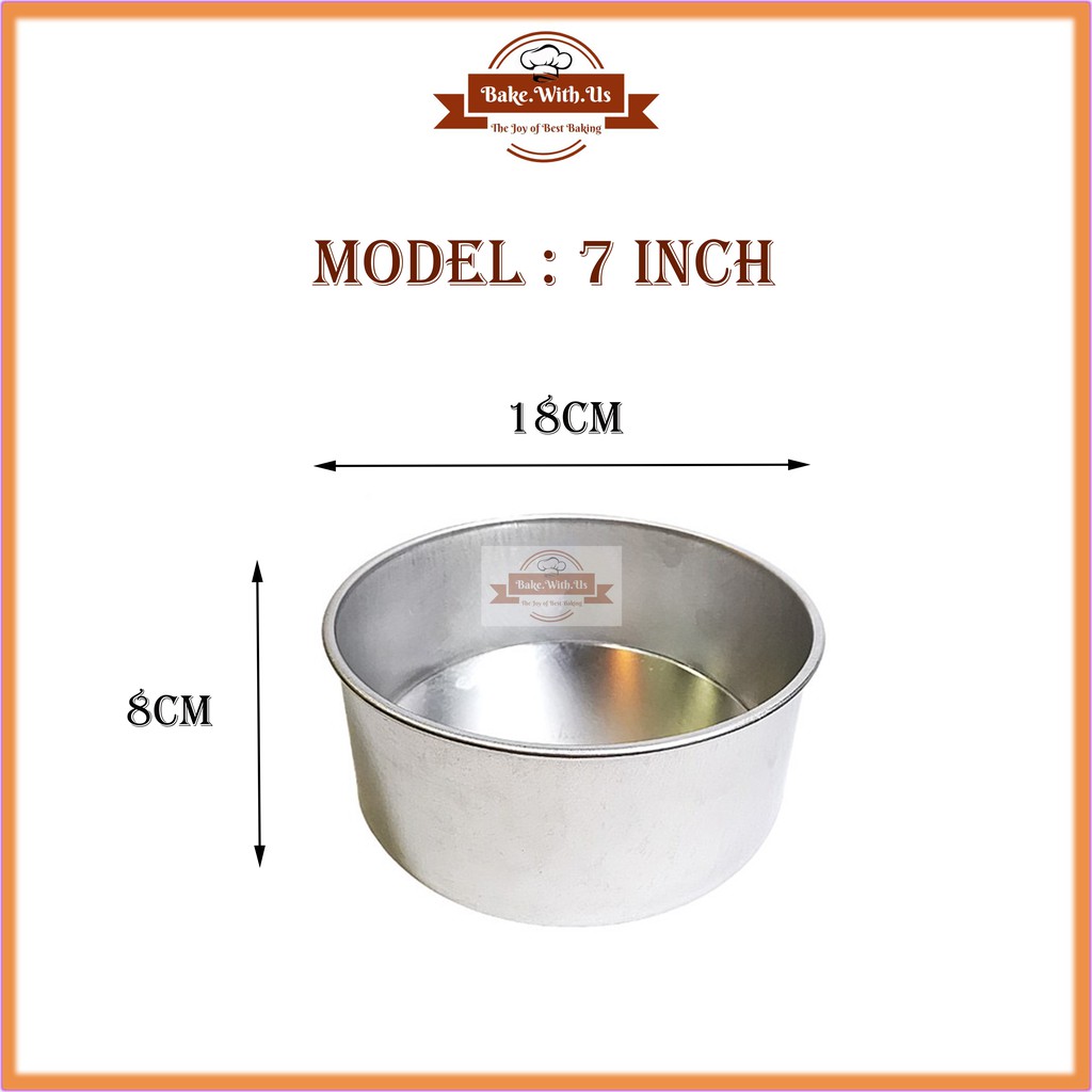 Aluminium Deep Round Cake Tin Mould Non Loose Base (Deep 80mm) 4/5/6/7 ...