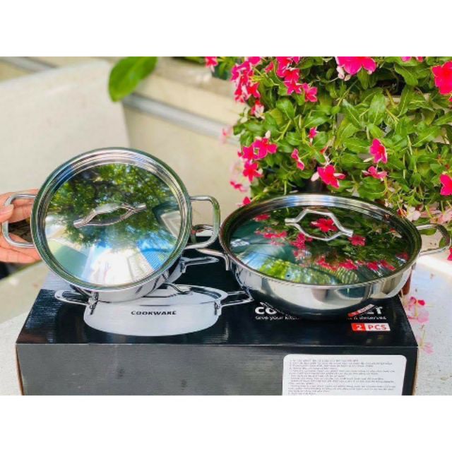 Set of 2 stainless steel cooking pots | Shopee Malaysia