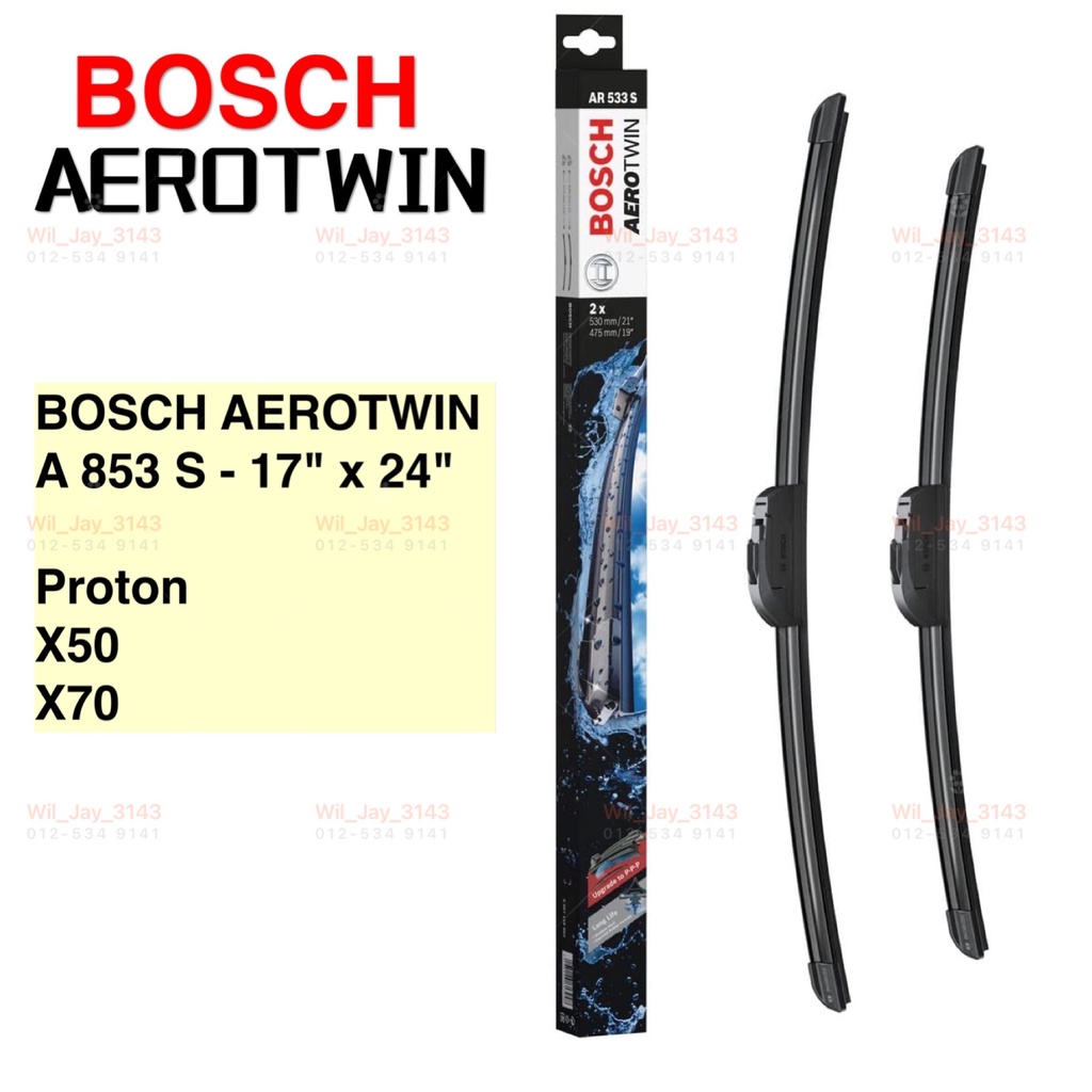 BOSCH A853S 17"+24" AEROTWIN WIPER BLADE. PROTON X50, X70. A 853 S ...