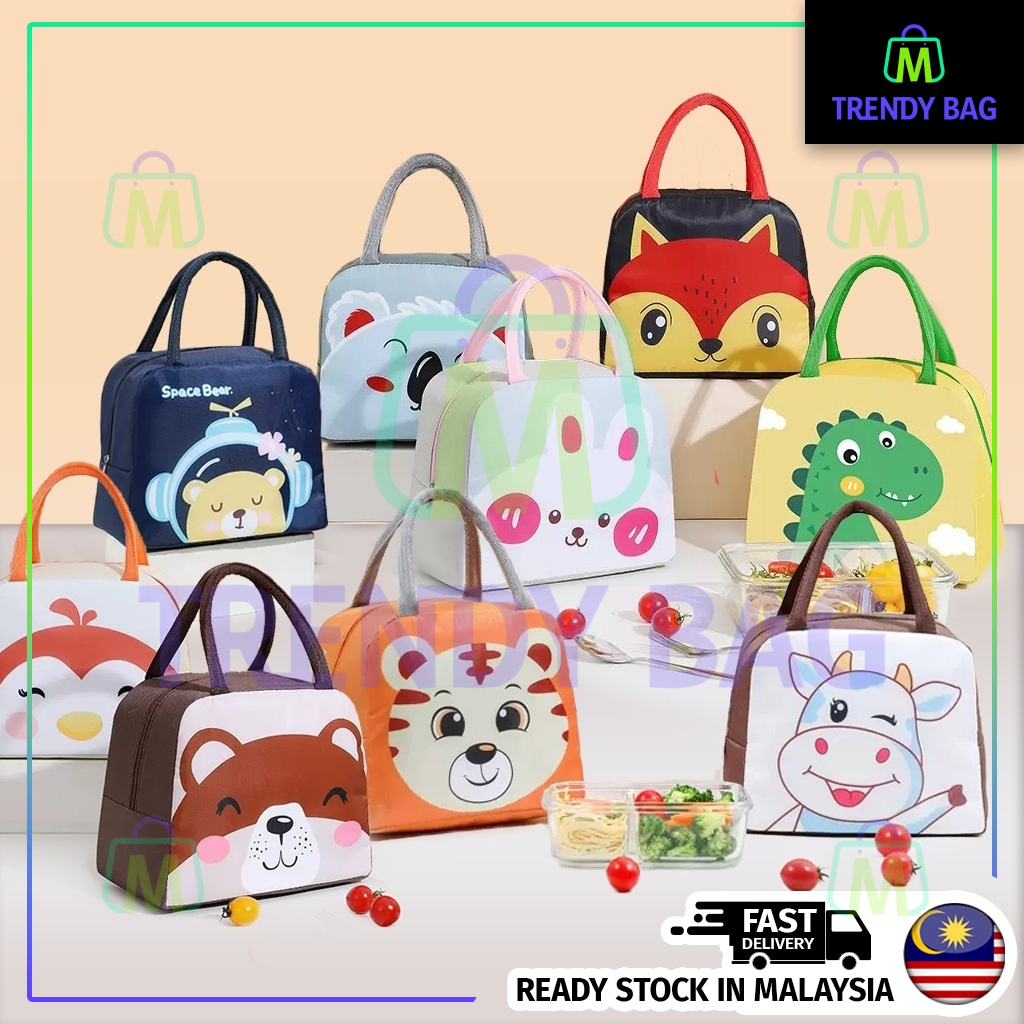 Cartoon Animal Insulated Lunch Bag Reusable Lunch Box Bag , Thermal Bag ...
