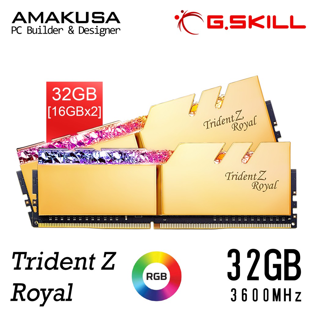 G.Skill Trident Z Royal Gold Crystal RGB 🌈 DDR4 32GB 3600 MHz Kit of ...