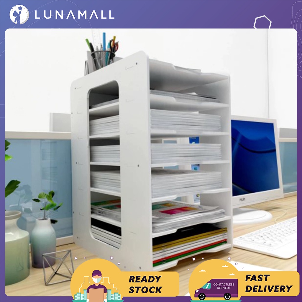 LUNAMALL🌕 5/7 TIERS A4 PAPER TRAY DOCUMENT RACK DESKTOP PAPER ORGANIZER ...