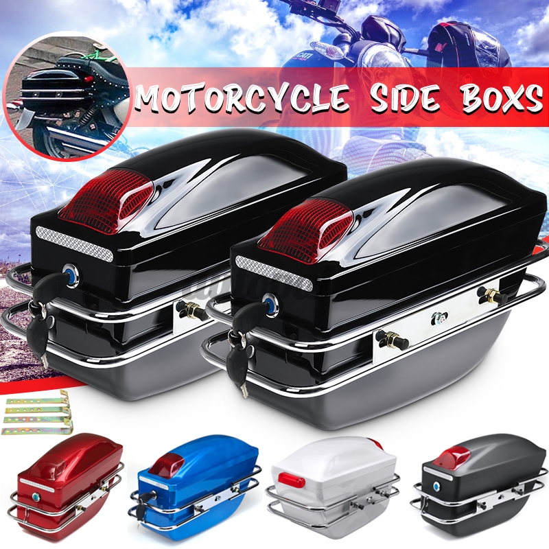 Universal Motorcycle Side Pannier Boxes Hard Saddle Bags Hard Case Rack ...