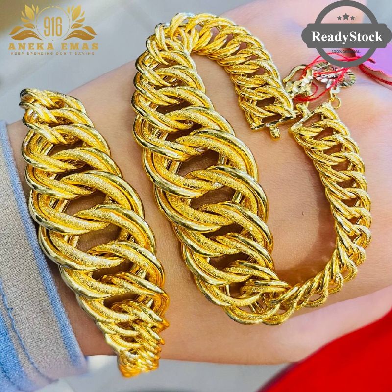 (Boleh Potong) Rantai Tangan Emas Coco Kait & King Coco Perut Ular ...