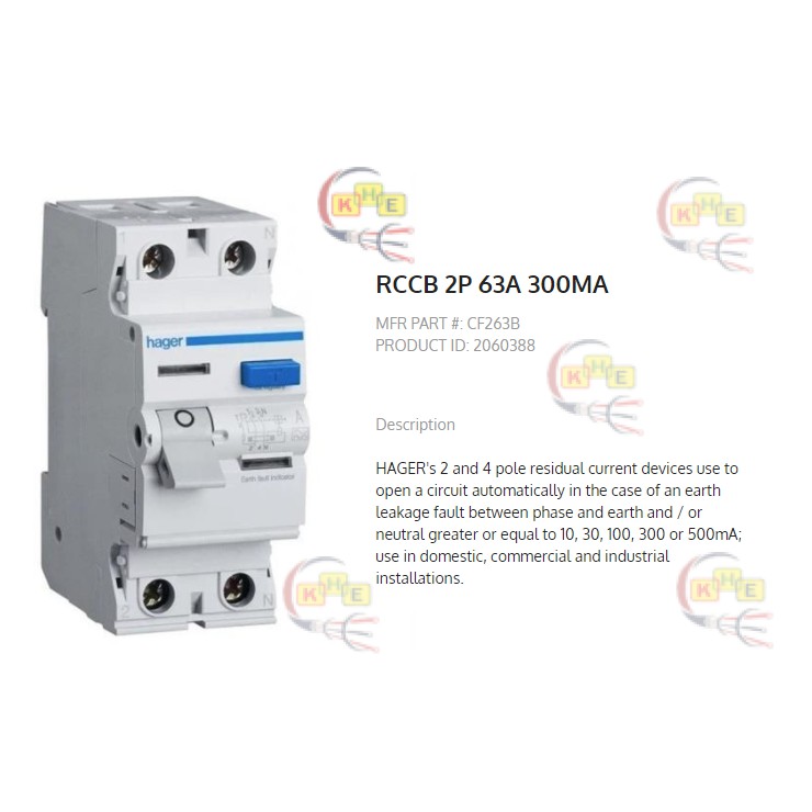 (ORIGINAL) Hager 2Pole RCCB ELCB CE263B 40A/63A 300mA 100mA 30mA 2 POLE RCCB ELCB | Shopee Malaysia