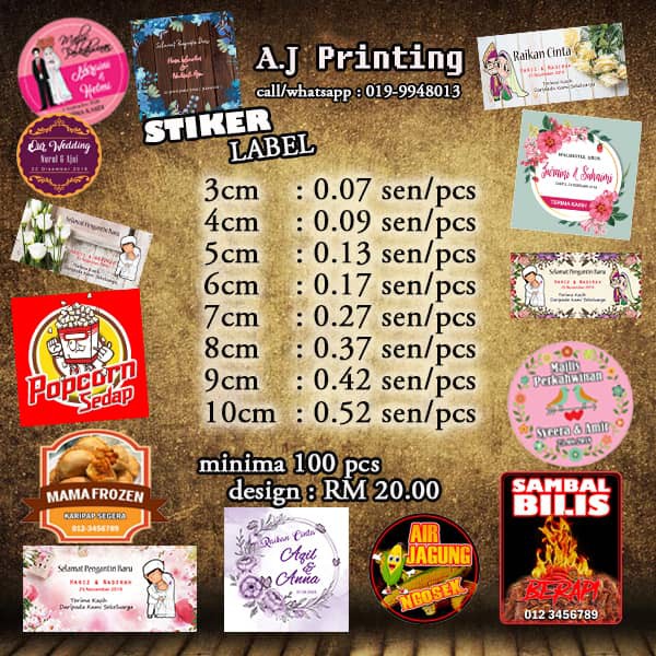 PROMOSI Sticker Label Murah untuk Produk, Doorgift, Perkahwinan, Aqiqah ...