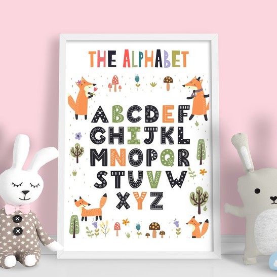 Foxy Alphabet Poster ABC Wall Art Kids Room Decor WITH IKEA FRAME-30cm ...