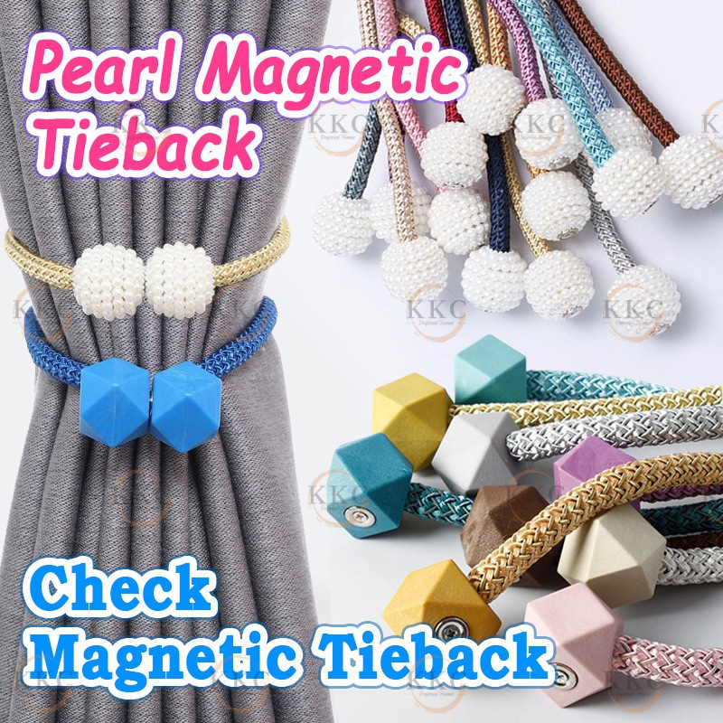 KKC 1Pcs Pengikat Langsir Magnet/Curtain Tieback Pearl & Check Design ...