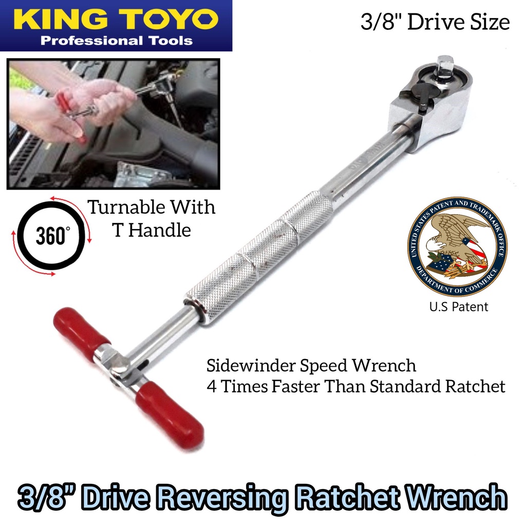 King Toyo 3/8" Reversing Special Ratchet Wrench With 360 Degree T ...