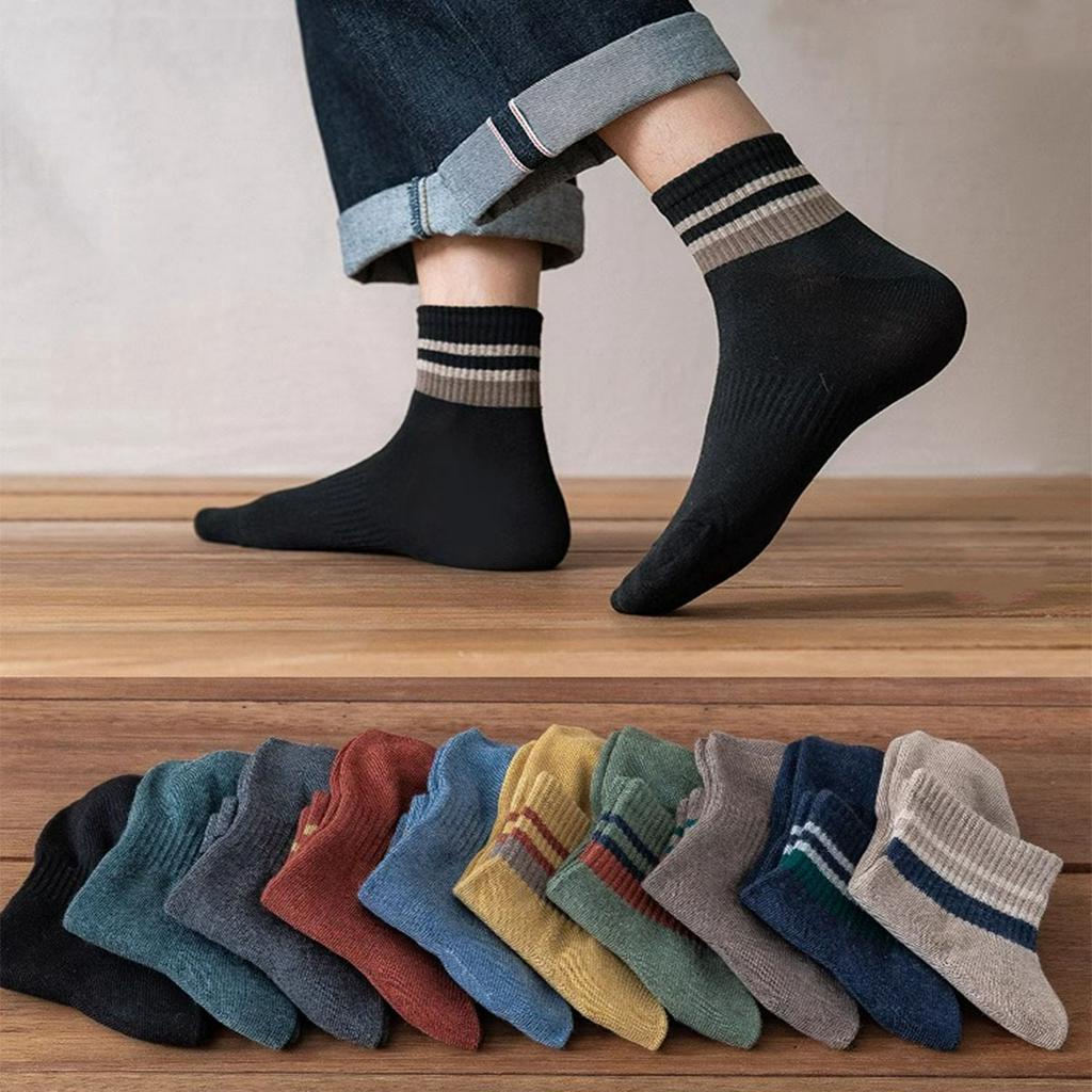 10 Pairs Men's Stripes Multiple Colors Comfortable Breathable Socks ...