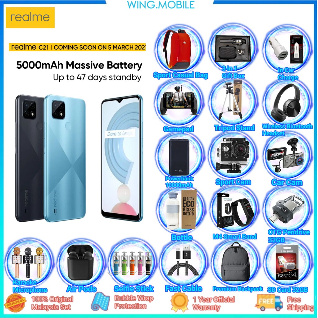 Realme C21 [3GB RAM | 32GB ROM] [4GB RAM | 64GB ROM] 5000mAh Battery 🔋 ...