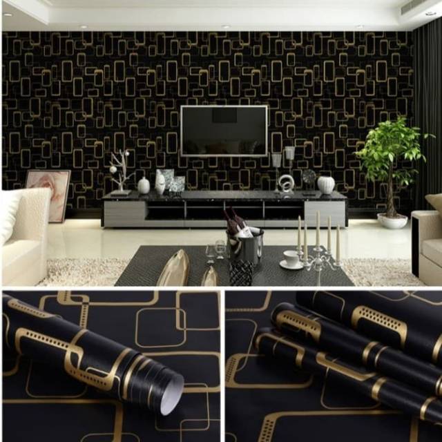 HITAM Wallpaper Wall STICKER With Black GOLD | Shopee Malaysia