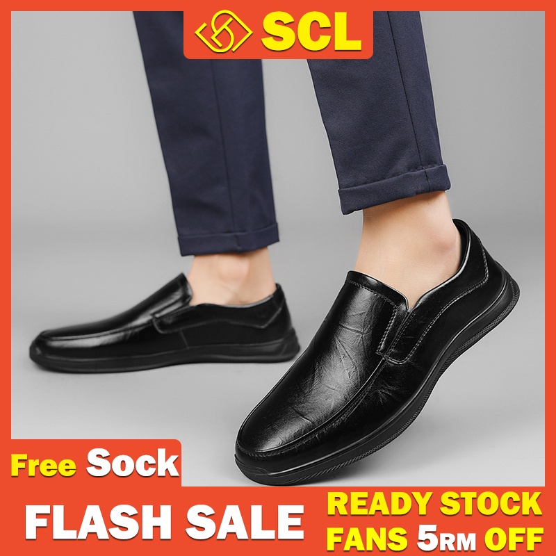 SCL Ready Stock Men's Simple Loafers Casual Driving Shoes Leather Shoes ...