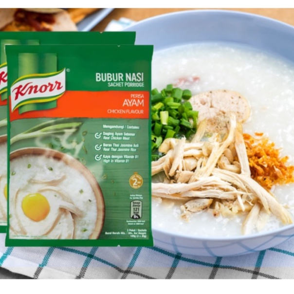 Knorr Porridge Sachets Instant Porridge (Bubur Nasi/Nasi Air/Soup) 3 x ...