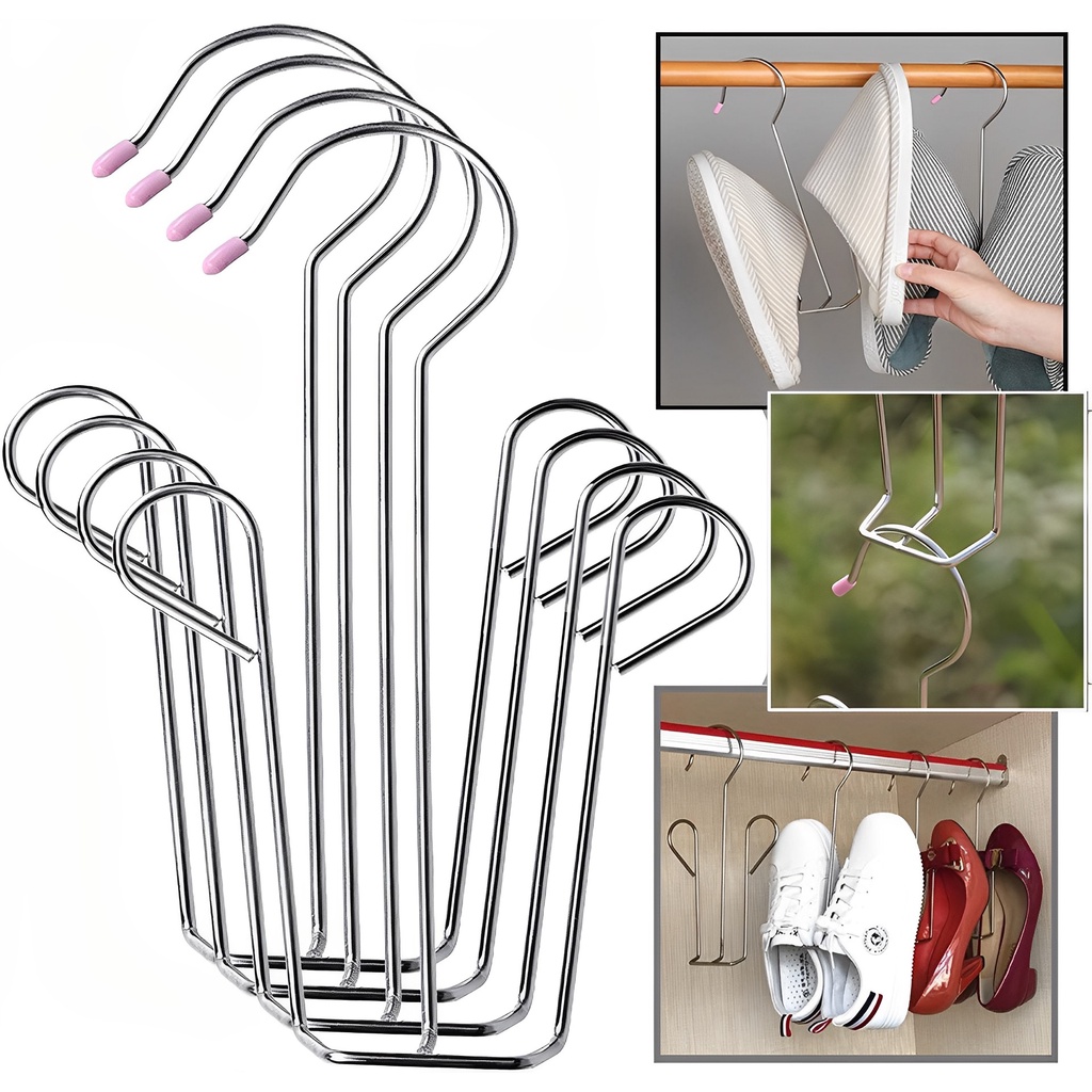 Stainless Steel Shoe Hanger Drying Rack / Multifunctional Shoe Hook Storage / Rak Cangkuk Kasut ...