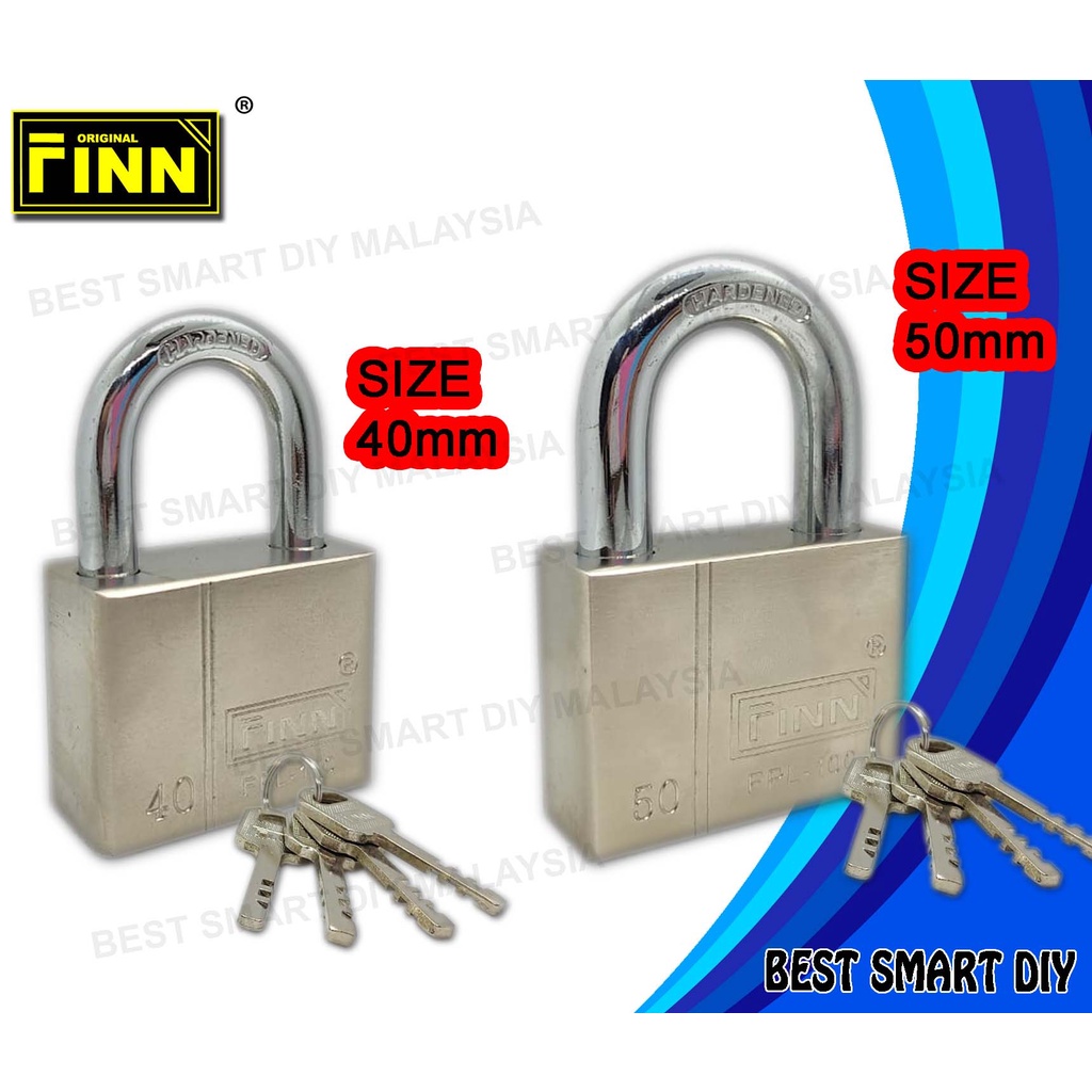 FINN 40MM/50MM/60MM Hardened Steel Brass Padlock | Shopee Malaysia