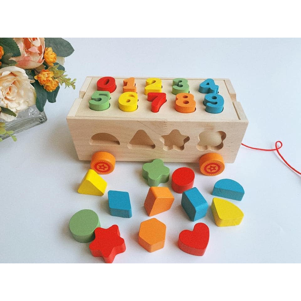 Montessori Wooden Toy Set With Floating Number Puzzle Drop Car | Shopee ...