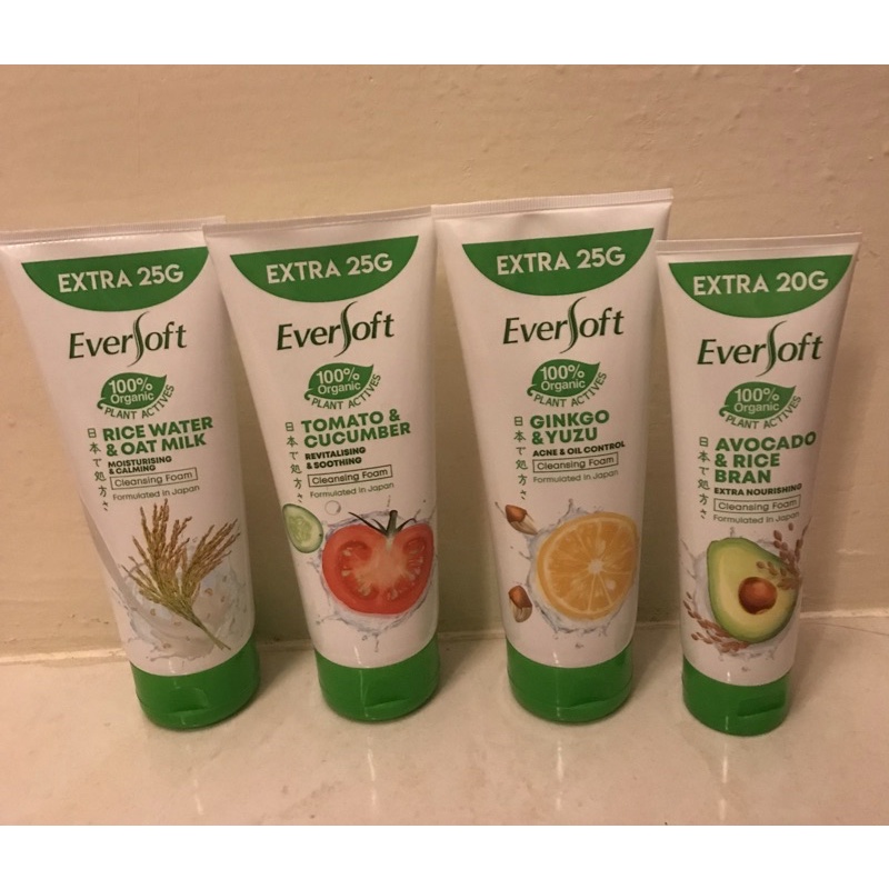 Eversoft cleanser 100%organic rice water&oat milk/tomato&cucumber ...