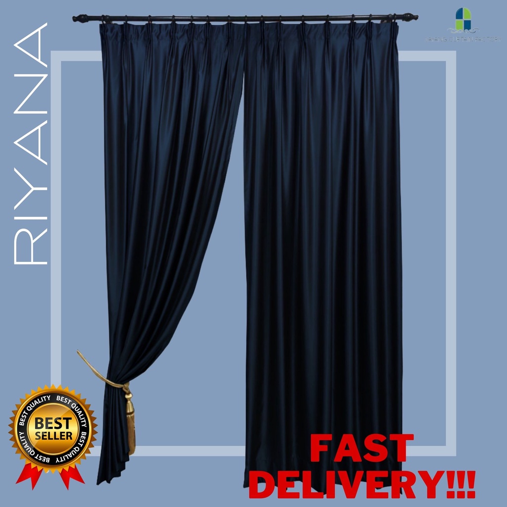 DARK BLUE-SHORT SIZE-LANGSIR READYMADE UNTUK TINGKAP, PINTU BILIK DAN ...