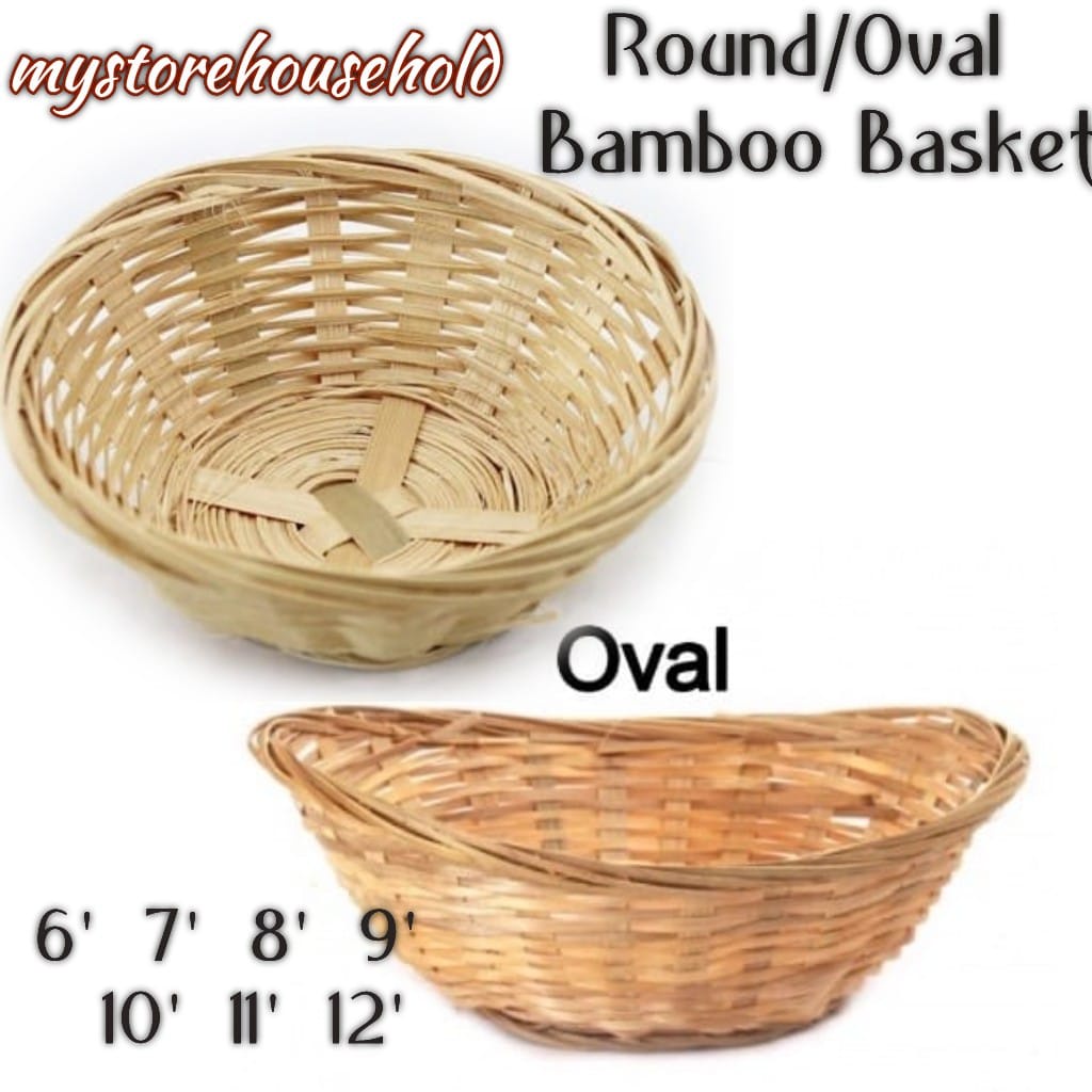 Round Oval Rattan Bamboo Basket / Bakul Rotan / Bakul Raga Buluh Bujur ...