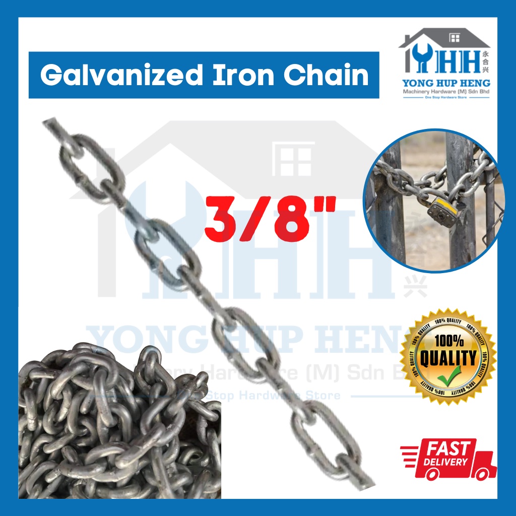 10MM x 1 Meter (3/8") GI Galvanized Iron Chain / Rantai Besi 铁链 ...
