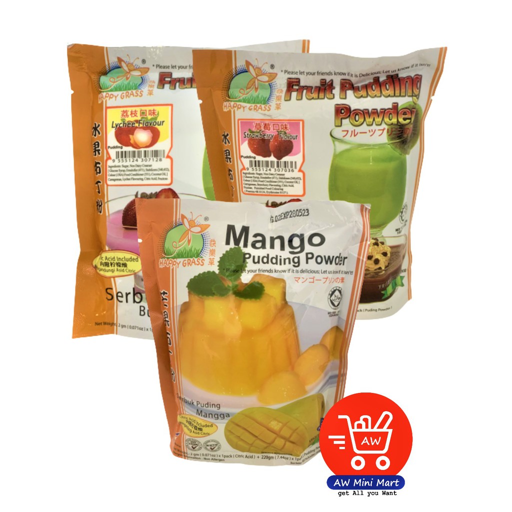 HAPPY GRASS Fruit Pudding Powder (Mango / Strawberry) 快乐草 水果布丁粉（芒果 / 草莓 ...