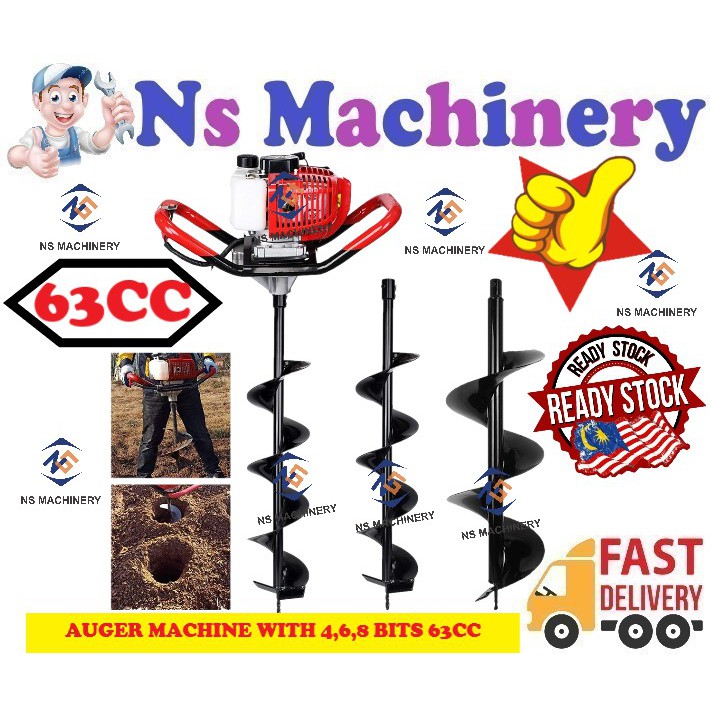 DRILLER EARTH AUGER MACHINE 52cc WITH 4,6,8 BITS/Penembuk Lubang Tanah ...