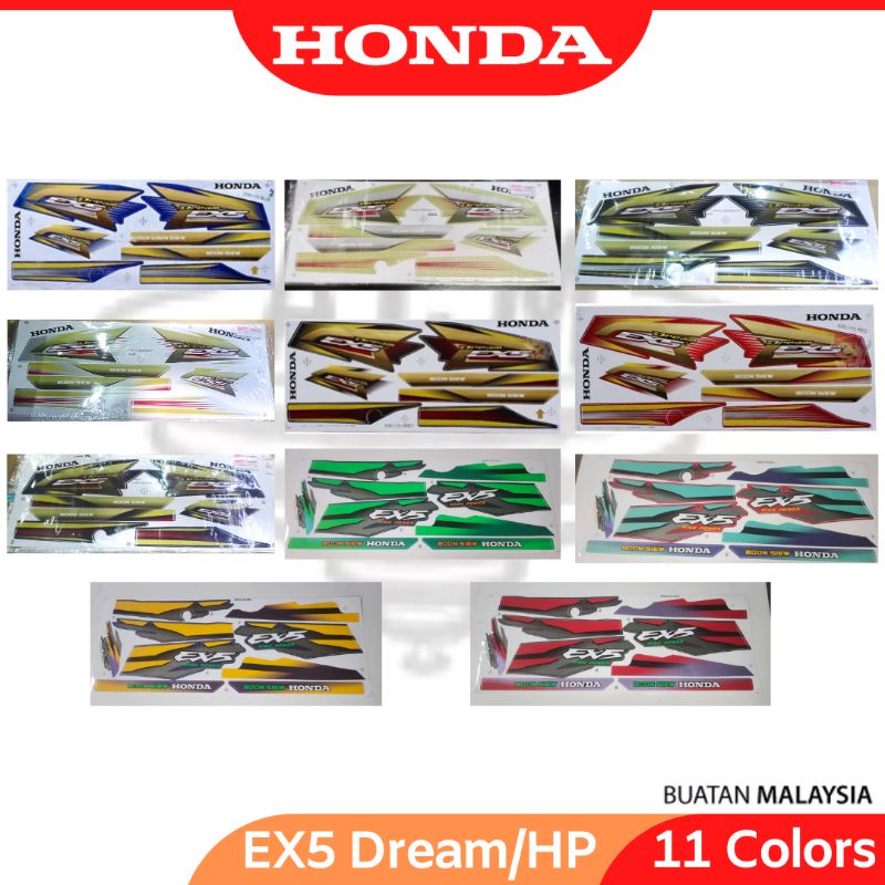 HONDA EX5 Dream High Power HP Body Cover Set Coverset Stripe Strike Sticker EX5 110 Black Blue ...
