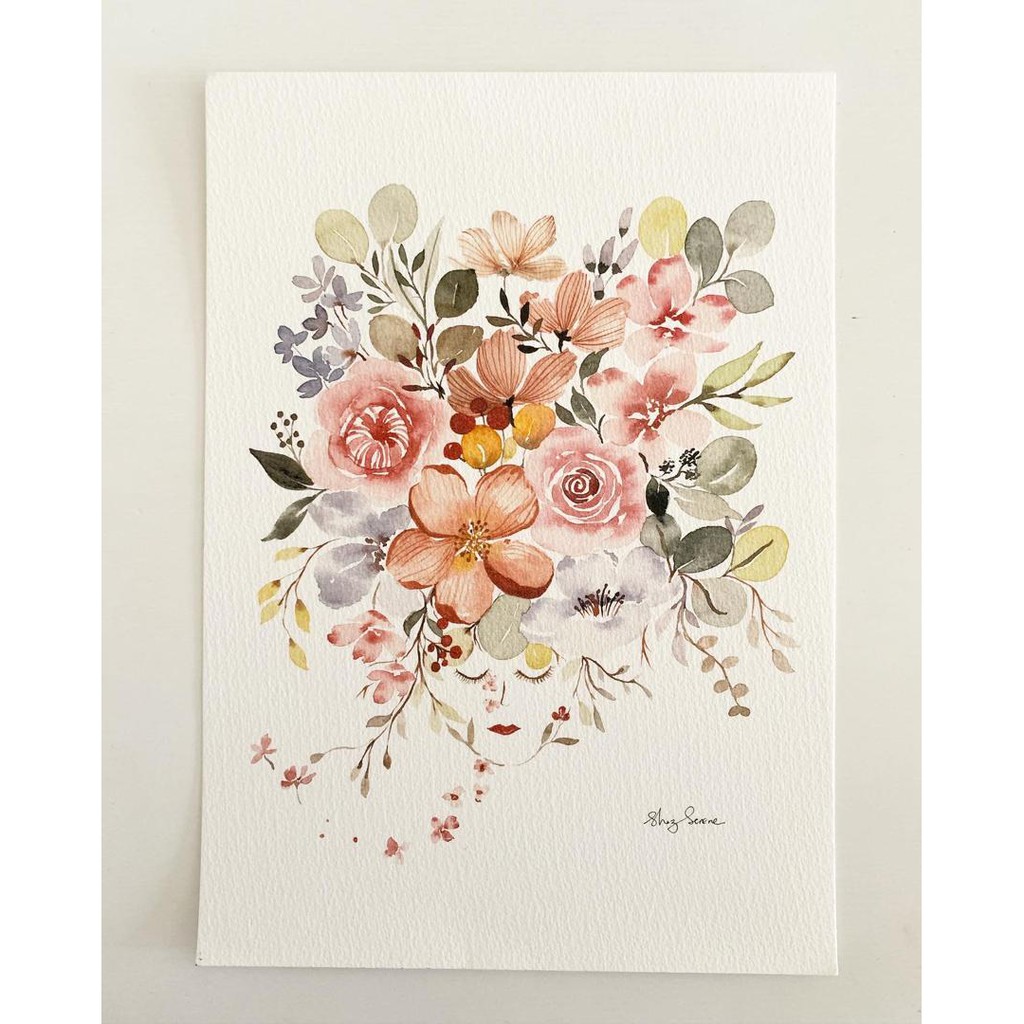 Resilient Lady,Hyperbole,Art Print,Floral Wreath,Watercolor,Painting ...