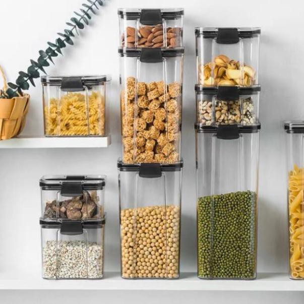 Unbreakable crystal plastic sugar, milk powder, dry food containers, 3 sizes 600 ml 850 ml 1000 ...