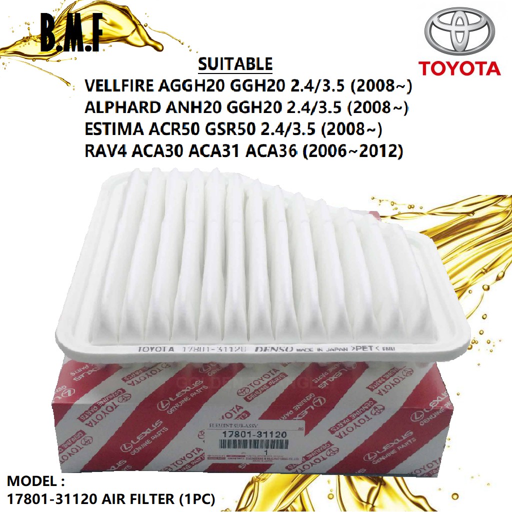 Toyota VELLFIRE ALPHARD ESTIMA ACR50 ANH20 RAV4 Air Filter (2008-2014 ...