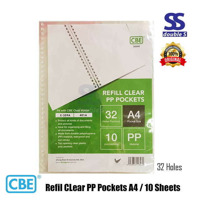 CBE REFILL CLEAR PP POCKETS (32 Holes/ A4/ 10Sheets) | Shopee Malaysia