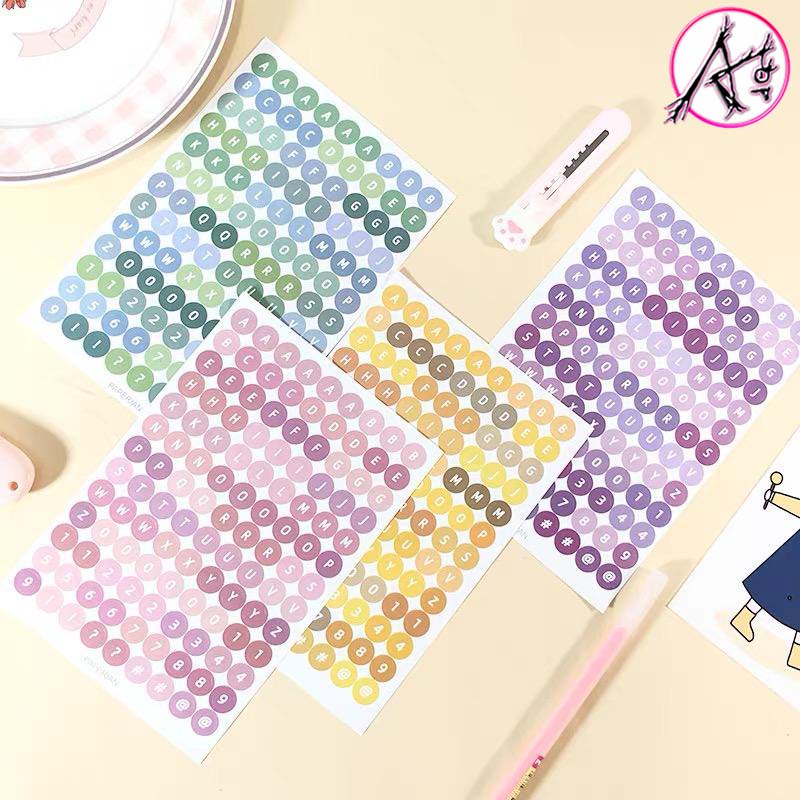 Ins Candy Color Alphabet Number DIY Round Stickers Resin Art Photo Tag ...