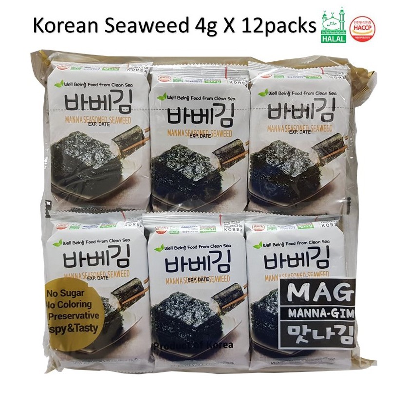 Korean Manna Seaweed Snack Traditional 12 packs HALAL - HACCP | Shopee ...
