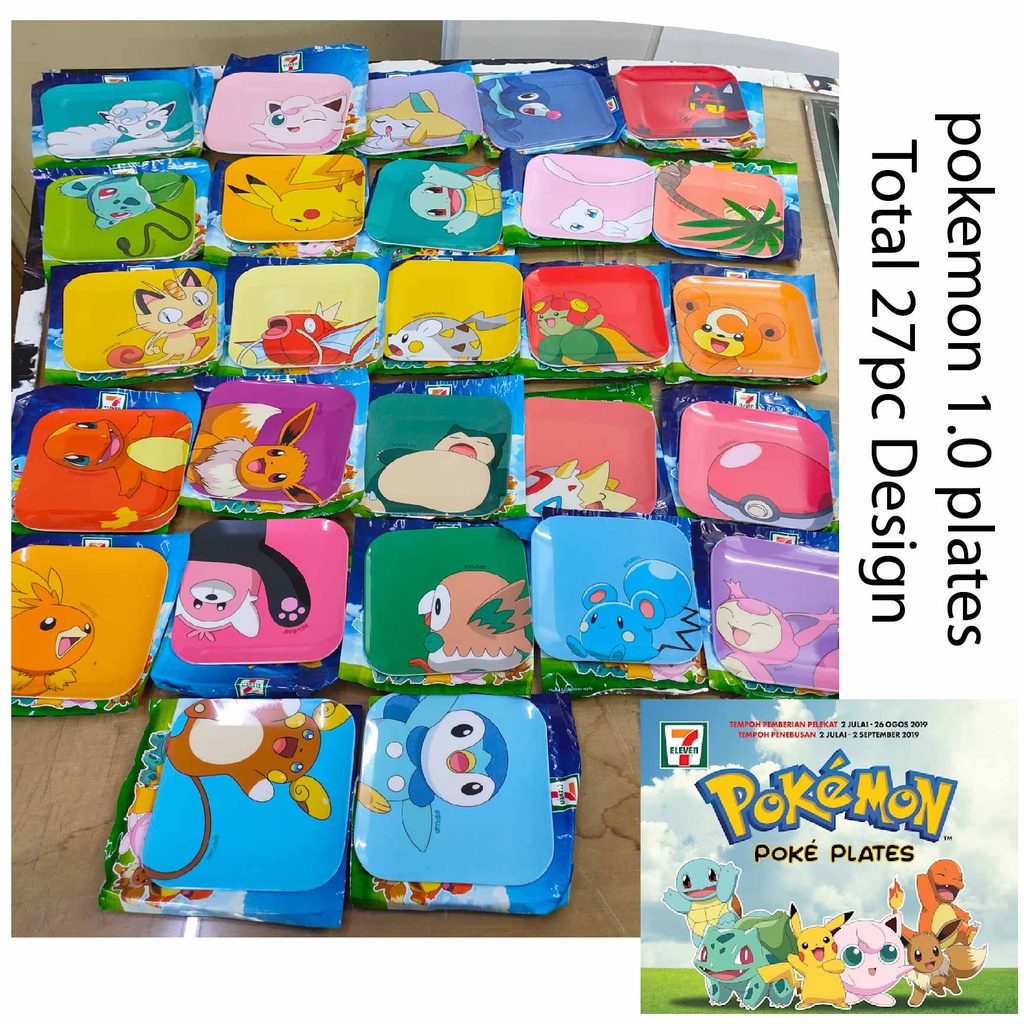 Ready Stock 27Design 7-Eleven Pokemon Plates 1.0(Limited Edition) 27 Pc ...