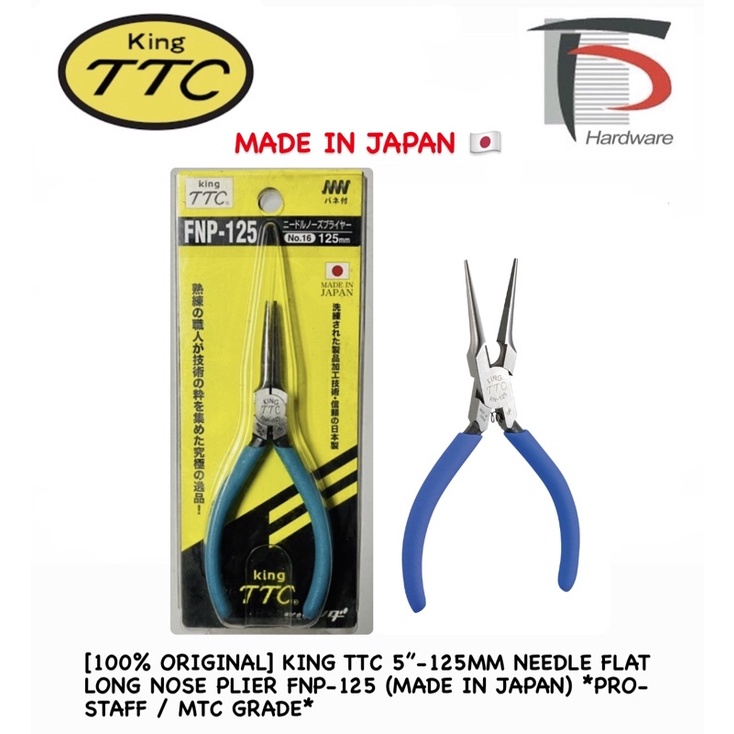 [100% ORIGINAL] KING TTC 5”-125MM NEEDLE FLAT LONG NOSE PLIER FNP-125 (MADE IN JAPAN) *PRO-STAFF ...