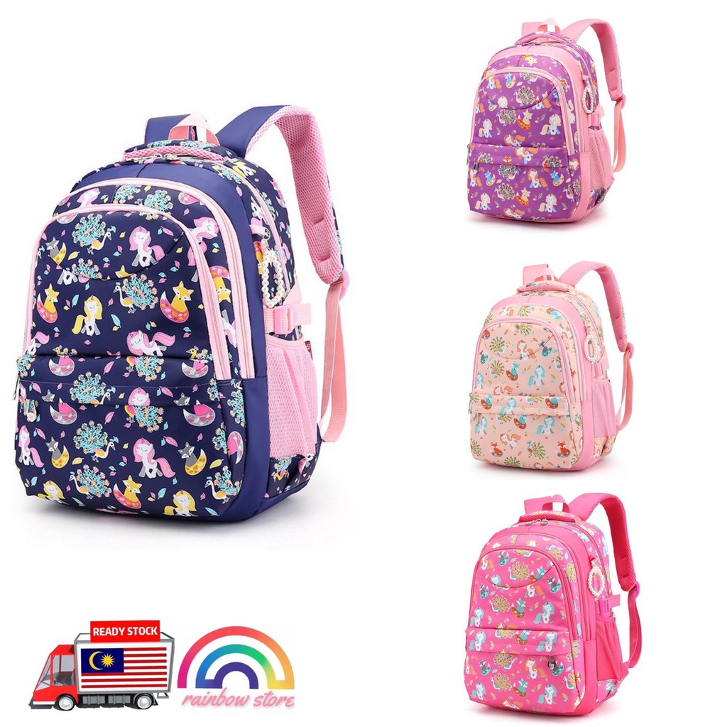 [MALAYSIA] 43cm Big Beautiful Pony School Bag Backpack Unicorn Primary ...