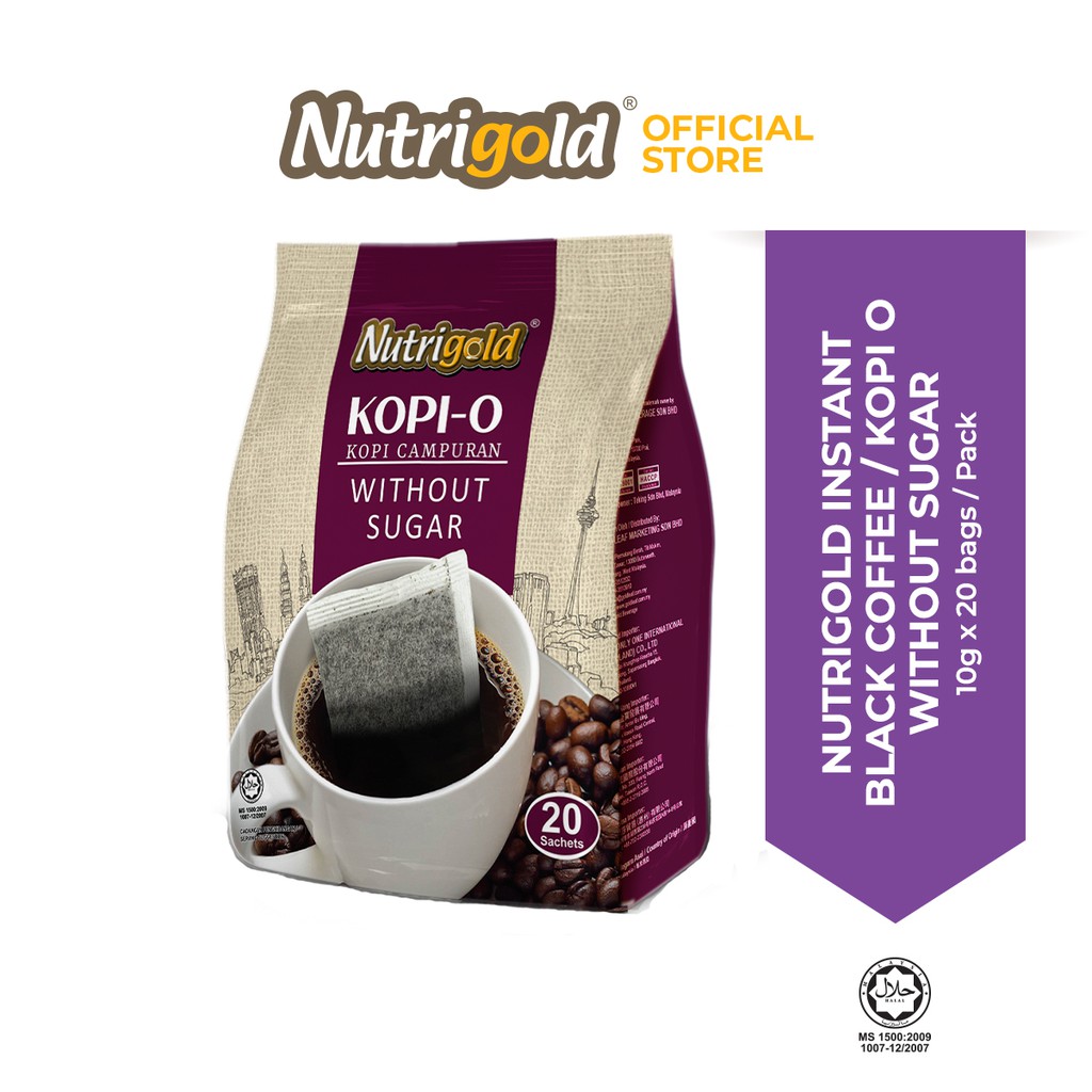 Nutrigold Instant Black Coffee Without Sugar (10g x 20 Bags) | Shopee ...